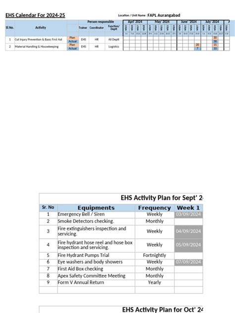 Ehs Activity Calendar Pdf Civil Defense Hazards