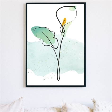 Calla Lily Line Art Print Minimalist Botanical Watercolor Digital