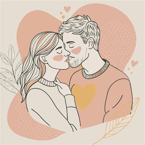 A Drawing Of A Couple Kissing And Kissing Premium Ai Generated Vector