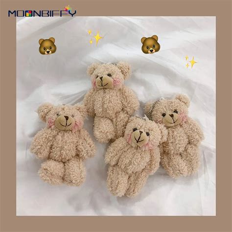 가방 곰돌이 키링 귀여운 커플 인형소품 작은 곰 봉제 장난감 진주 벨벳 인형 선물 미니 테 티몬