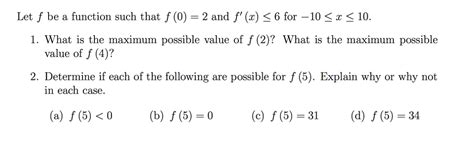 Solved Let F Be A Function Such That F And F X