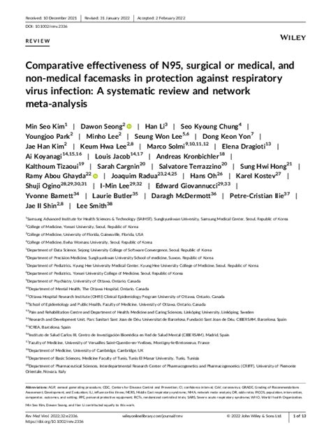 Pdf Comparative Effectiveness Of N95 Surgical Or Medical And Non