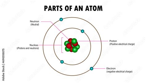 Parts Of An Atom Diagram Physics Stock Vector Adobe Stock