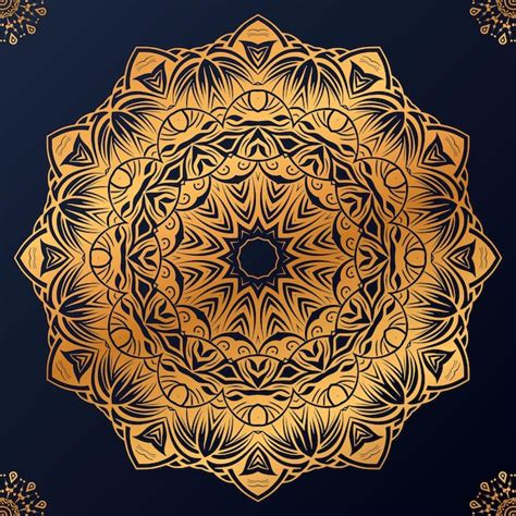 만다라 패턴의 골드 만다라 프리미엄 벡터