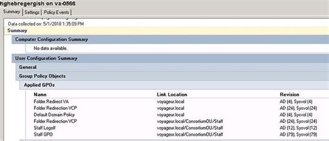 No User Data In Rsop Gp Results Wizard Shows Gpo Applied Windows