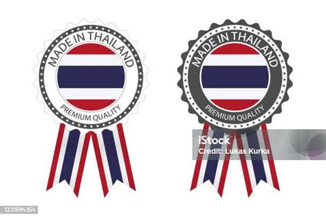 두 현대 벡터 흰색 배경 태국 색상의 간단한 스티커 프리미엄 품질 스탬프 디자인 태국의 국기에 고립 된 태국 라벨에서 만든 개념에 대한 스톡 벡터 아트 및 기타 이미지