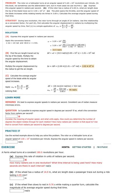Solved Problem The Rotor On A Helicopter Turns At An Angular