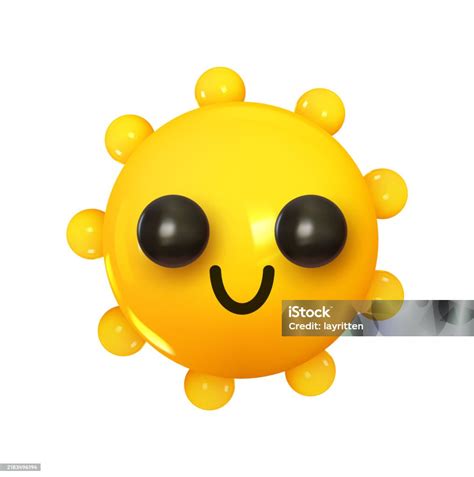 이모티콘 큰 눈으로 웃는 태양 감정 3d 만화 아이콘입니다 노란색 원형 이모티콘입니다 벡터 일러스트 레이 션 3차원 형태에 대한 스톡 벡터 아트 및 기타 이미지 Istock