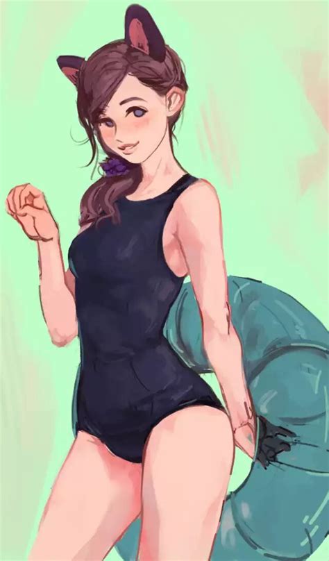 Rule 34 Akane Kurashiki Artist Request Brown Hair Cat Ears Floatie