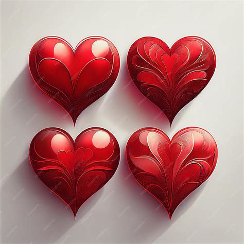 Three Hearts With The Red Heart On The Left Side Premium Ai Generated