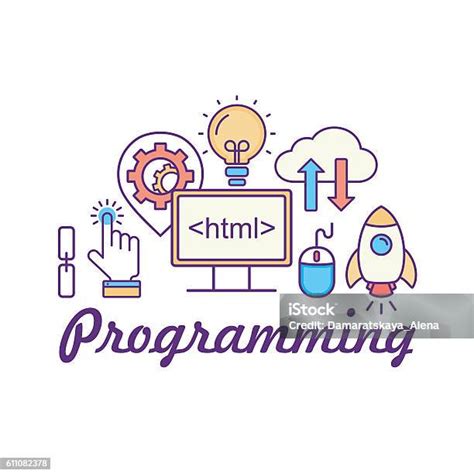 vector line style school and educations colored programming background