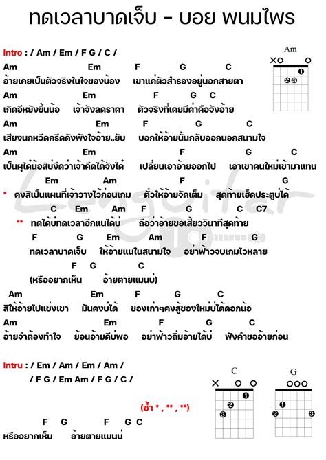 คอร์ดเพลง ทดเวลาบาดเจ็บ บอย พนมไพร [คอร์ดเพลงง่ายๆ] Lenguitar