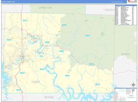 Taney County Mo Zip Code Wall Map Basic Style By Marketmaps