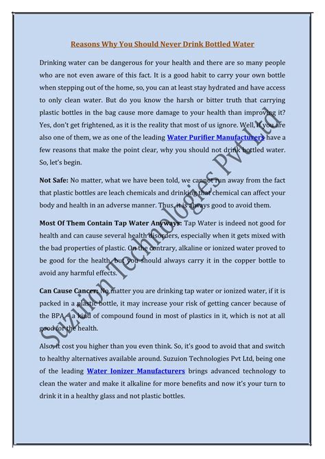 PPT Reasons Why You Should Never Drink Bottled Water PowerPoint Presentation ID