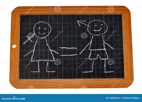 Concept Of Gender Equality With A Drawing On A School Slate Stock Image