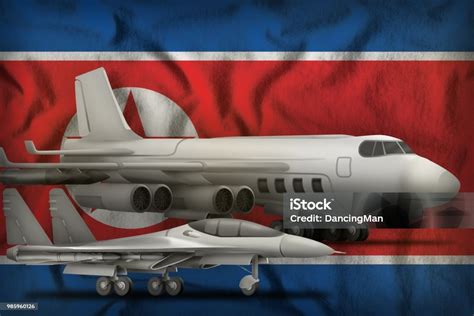 민주 조선 인민 공화국 공군 개념 상태 플래그 배경에 3 차원 일러스트 레이 션 기에 대한 스톡 사진 및 기타 이미지 기 날기 러시아 Istock