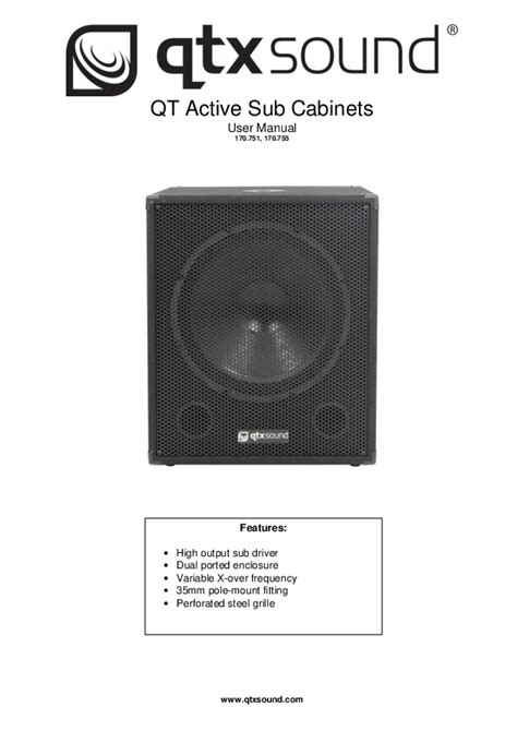 Qtx Qt Series Active Sub Cabinets User Manual