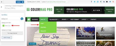 Customize The Primary Menu Of The Site Colormag Documentation