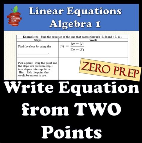 Write Equation Of Line Given Two Points Alg1 Teacher Bundle