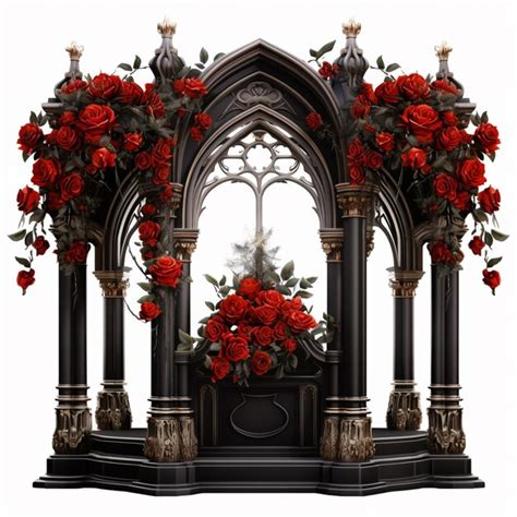 Premium Ai Image There Is A Gothic Altar With Red Roses And Candles