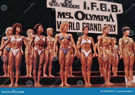 Pro Female Bodybuilders Line Up At 1984 Ms Olympia Contest In Montreal
