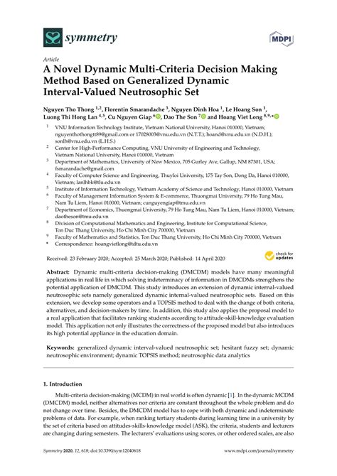 Pdf A Novel Dynamic Multi Criteria Decision Making Method Based On