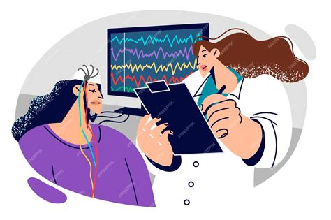 Premium Vector Neurology Laboratory Patient Sits Near Doctor Performing Eeg Procedure To