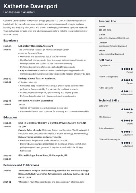 Cv Template Research Assistant Printable Word Searches