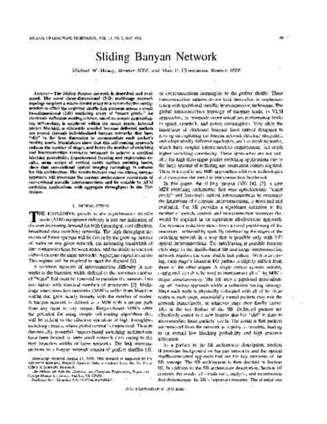 Pdf Sliding Banyan Network