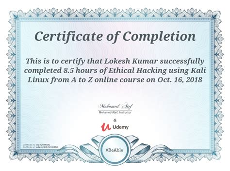 Finally Completed The Online Course Of Ethical Hacking Lokesh Sampath