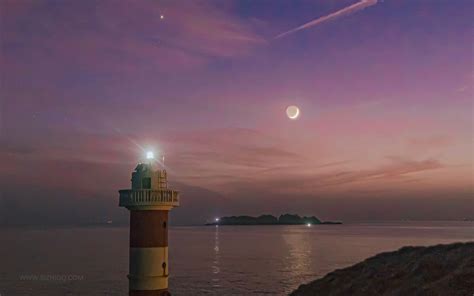 夜晚唯美灯塔电脑壁纸 壁纸高清