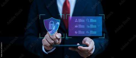 Firewall Businessman Touching With Virtual Digital Firewall Diagram On Mobile Smartphone