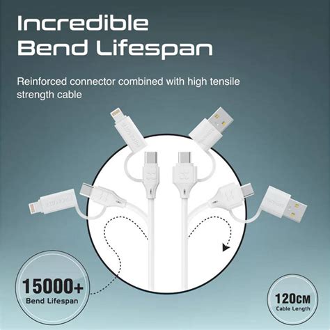 Promate 60w High Speed Multi Connector Cable 480mbps Data Transfer Rate Universal