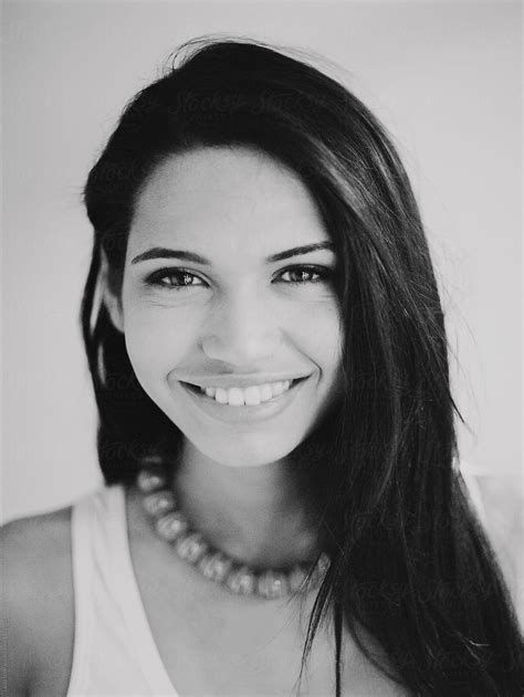 Black And White Film Portrait Of Smiling Woman By Stocksy Contributor