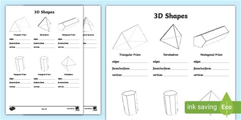 3d Shapes Ks2 Worksheets Primary Resources