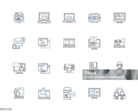 인터넷 상거래 회선 아이콘 모음입니다 전자 상거래 온라인 쇼핑 마케팅 디지털 거래 소비자 벡터 및 선형 일러스트레이션 소매 시장 Shopify 개요 표지판 세트 아이콘에