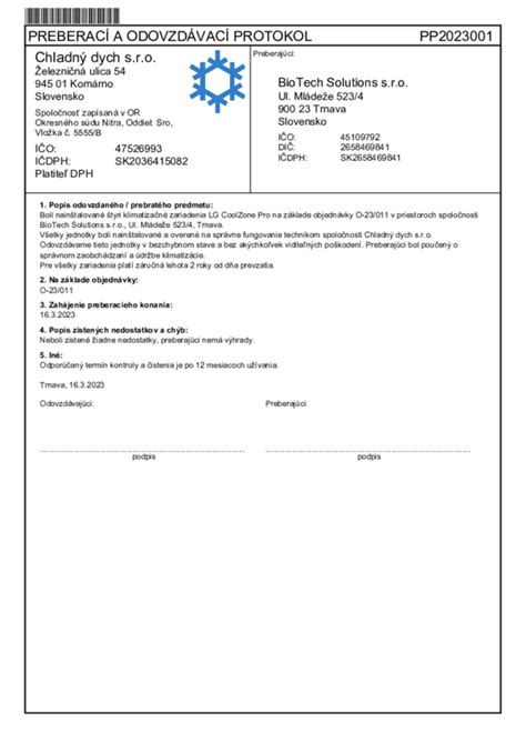 Vzor Preberací Protokol Faktúry Online