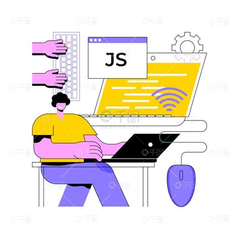 编程网页ui Javascript 抽象概念矢量图。游戏引擎、js 开发、web 编程、javascript 语言、网站项目、移动应用程序