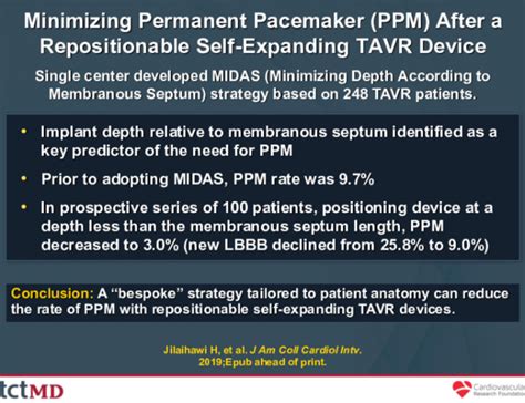 Minimizing Permanent Pacemaker Ppm After A Repositionable Self Expanding Tavr Device