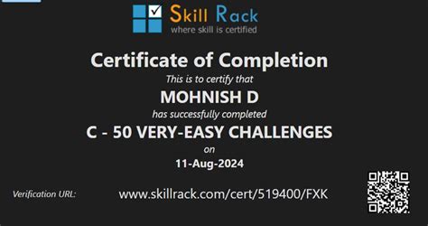 Mohnish Dayalan On Linkedin Skillrack C Programming