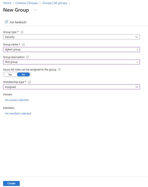 Creating An Azure Active Directory Group