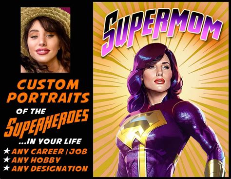 Mom Superhero Portrait Supermom Superhero Mom Funny Mom Portrait Etsy