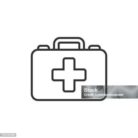 플랫 스타일의 응급 처치 키트 아이콘입니다 건강 도움말 및 의료 진단 벡터 일러스트 레이 션 흰색 고립 된 배경에 닥터 가방 비즈니스 컨셉 가방에 대한 스톡 벡터 아트 및