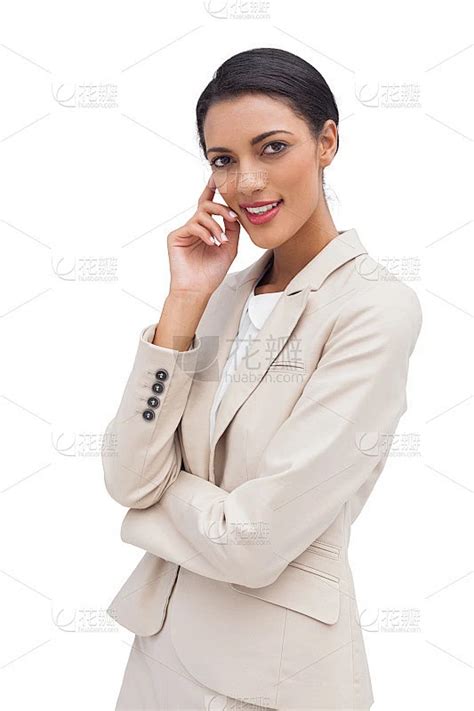 沉思的女商人站在那里素材 花瓣网