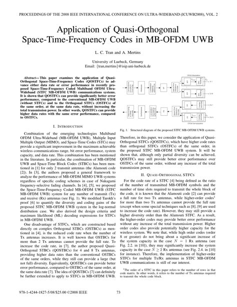 Pdf Application Of Quasi Orthogonal Space Time Frequency Codes In Mb Ofdm Uwb