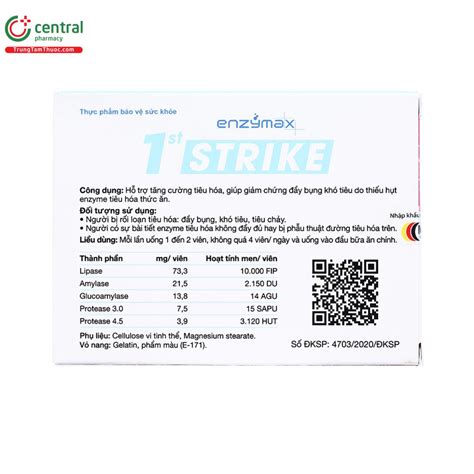 Enzymax 1st Strike Viên Uống Hỗ Trợ Tiêu Hóa Hộp 30 Viên