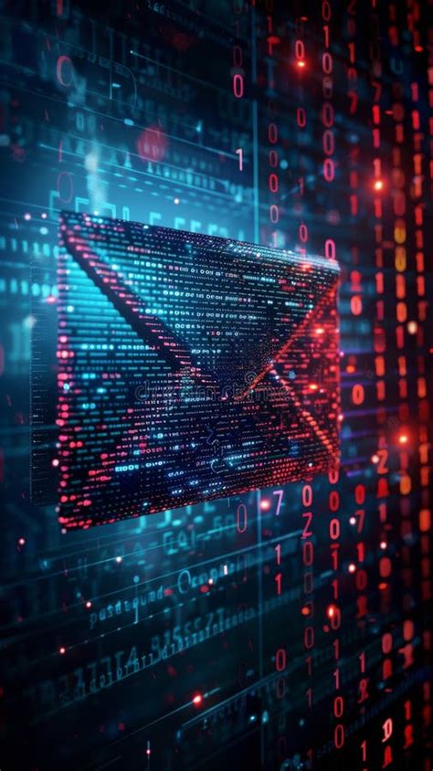 Digital Envelope Made Of Binary Code And Data Streams Concept Of