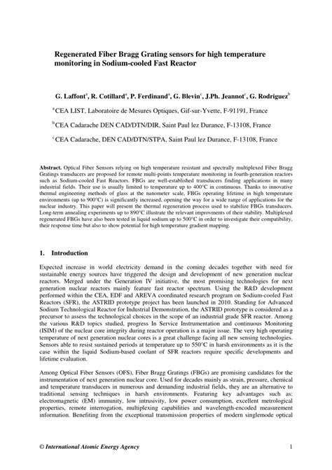 Pdf Regenerated Fiber Bragg Grating Sensors For High Temperature Monitoring In Sodium Cooled