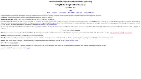 Computational Science And Engineering Using Matlab Gui Cornell