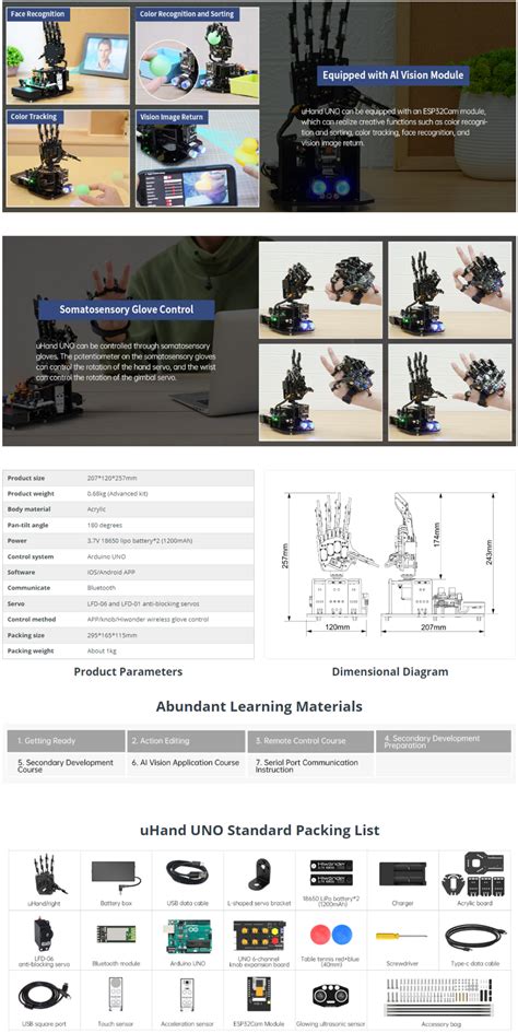 Uhand Uno Open Source Ai Bionic Robot Hand Bionic Arduino Programming